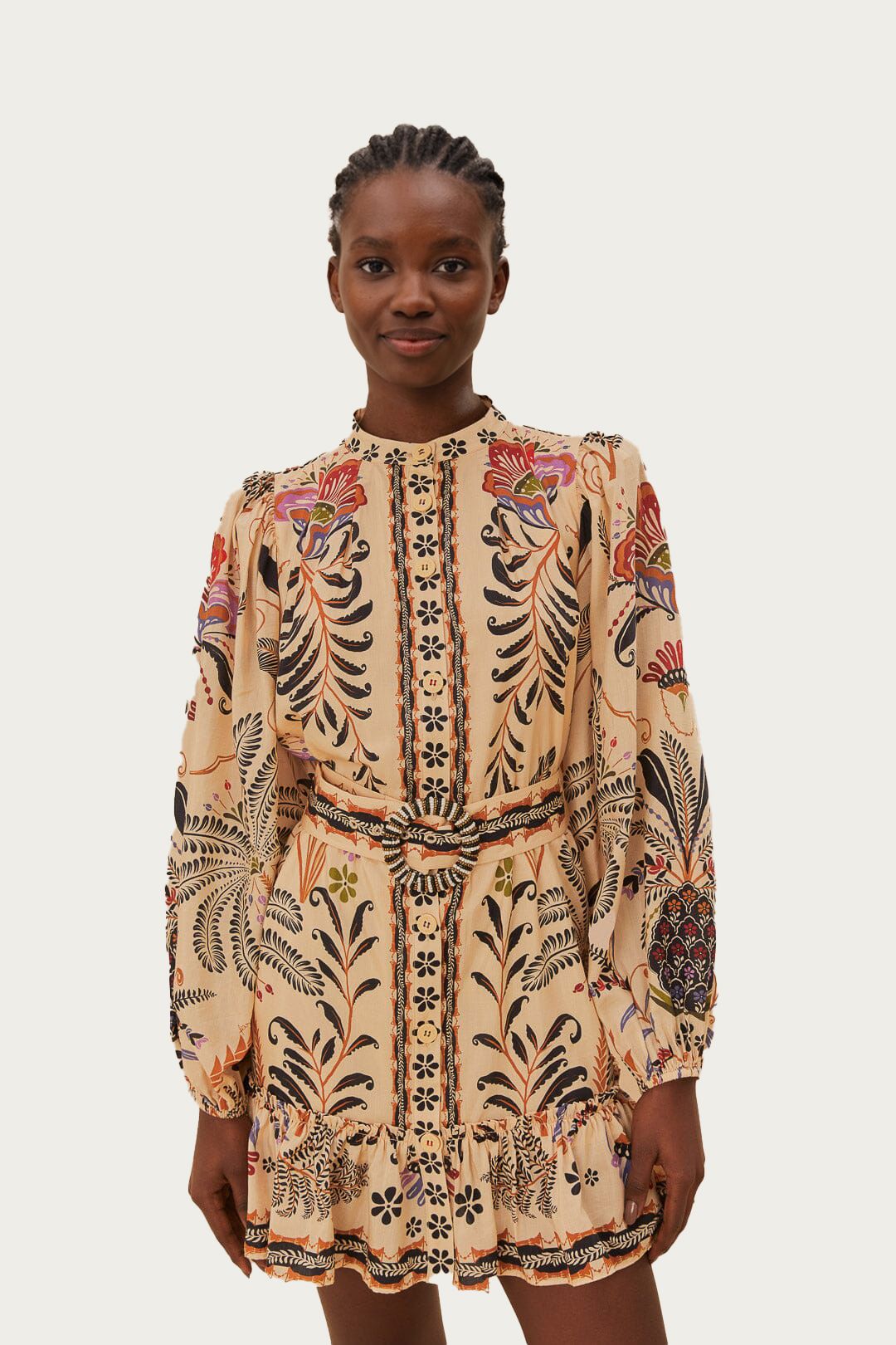 Farm Rio Nature Sand Mini Dress - Laneway Boutique