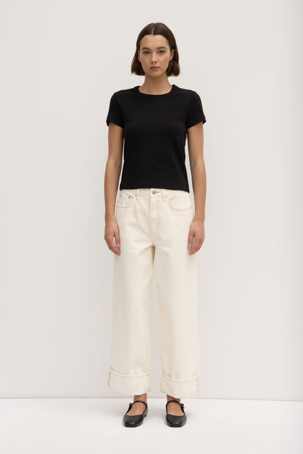 ASSEMBLY LABEL Lyla Cap Sleeve Tee Black - Laneway Boutique